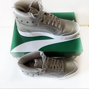 Puma | Shoes | Puma Ralph Sampson High Rise Silver Lthr Sneaker | Poshmark